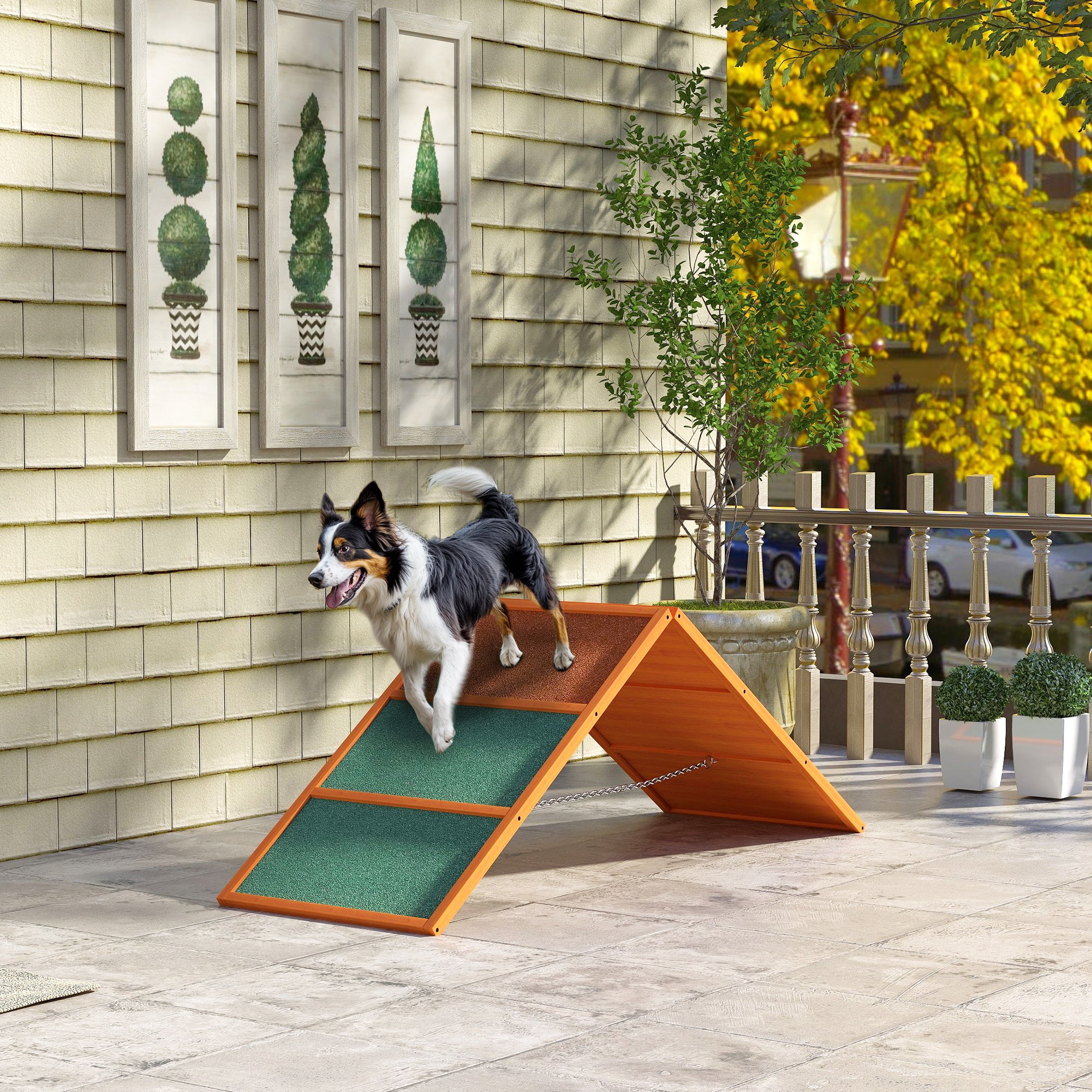 PawHut Pupstacle A-Frame Dog Agility Ramp with Non-Slip Surface Orange