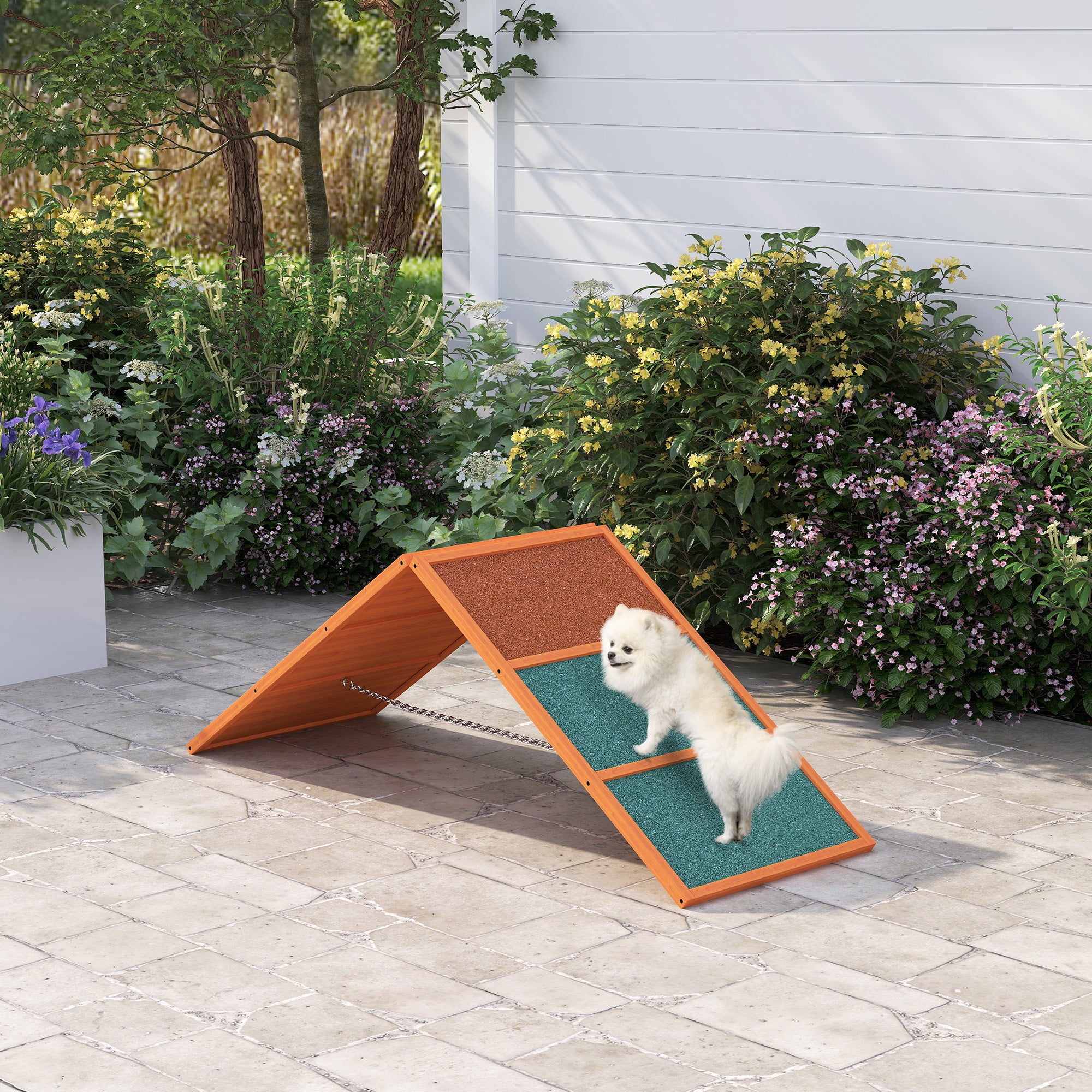 PawHut Pupstacle A-Frame Dog Agility Ramp with Non-Slip Surface Orange
