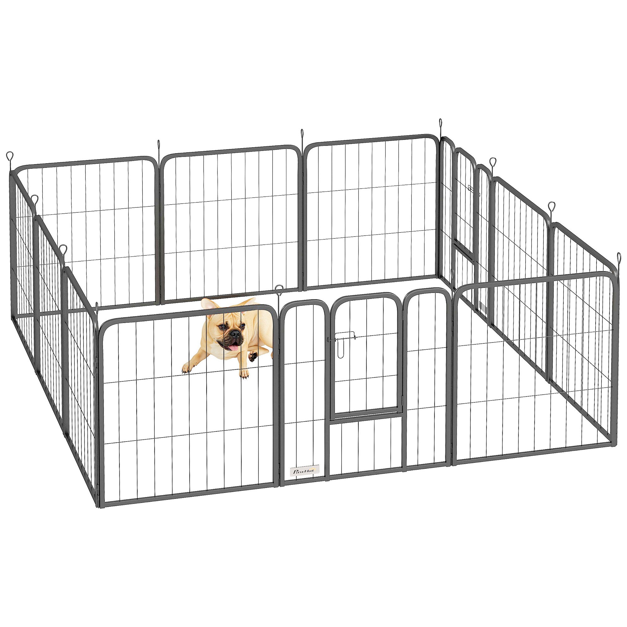 PawHut 12 Panel Steel Dog Playpen, Indoor Outdoor Puppy Pen, for Small ...
