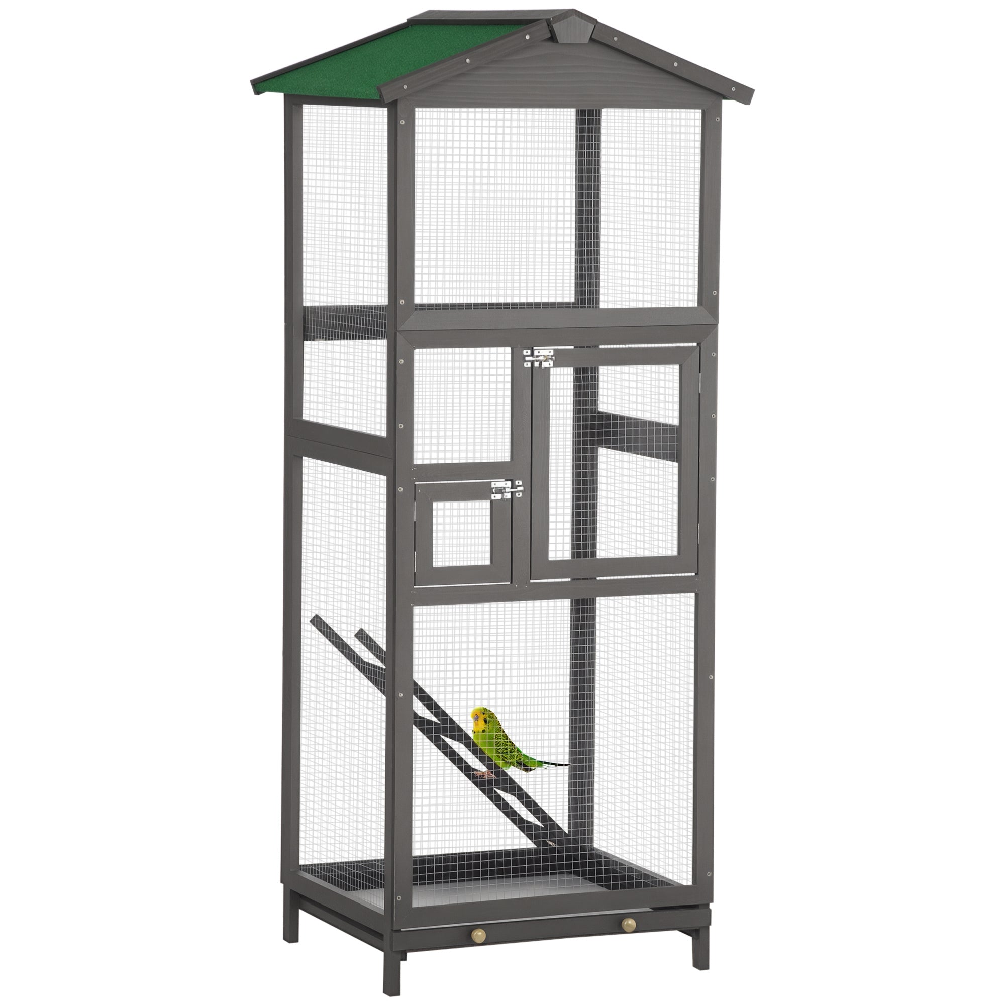 PawHut 65" Outdoor Bird Aviary with Pull Out Tray Spacious Design