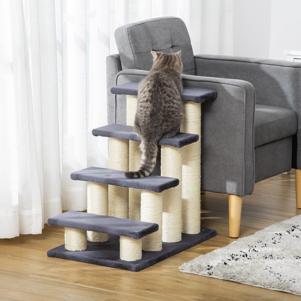 PawHut Stair-Shaped Cat Tree: Scratch, Climb & Play with Sisal Posts