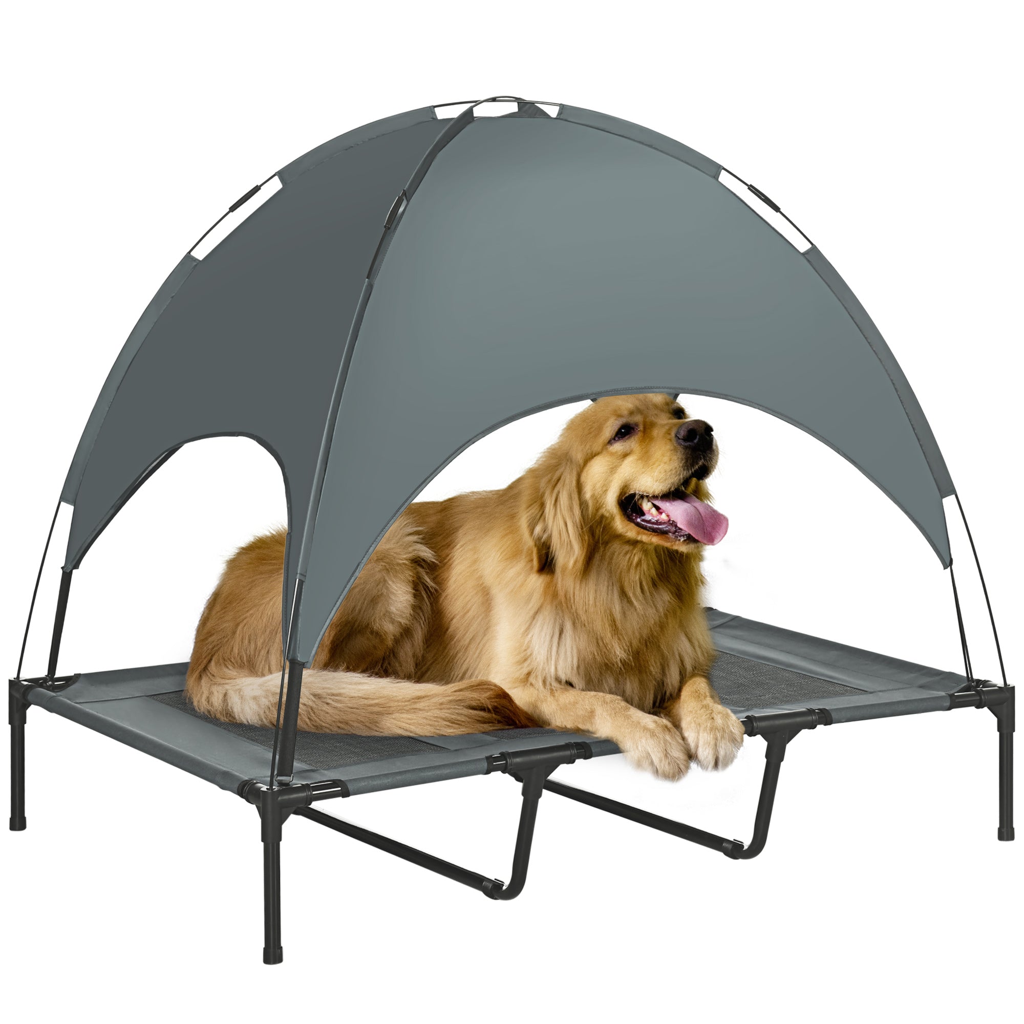 PawHut Waterproof Elevated Pet Cot with UV Protection Canopy for XL ...