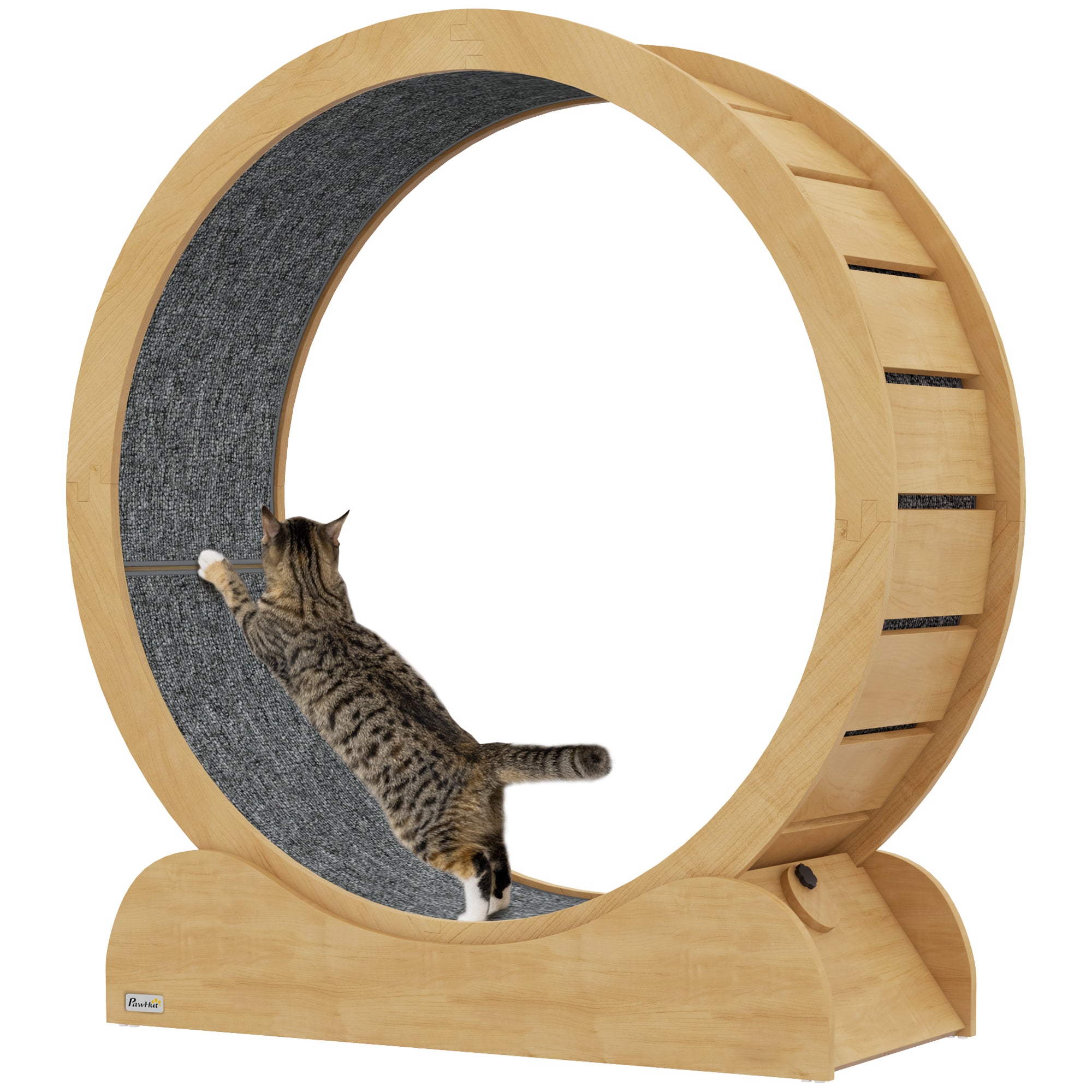 PawHut 39.4 inch Cat Treadmill, Cat Exercise Wheel with Brake, Carpeted ...