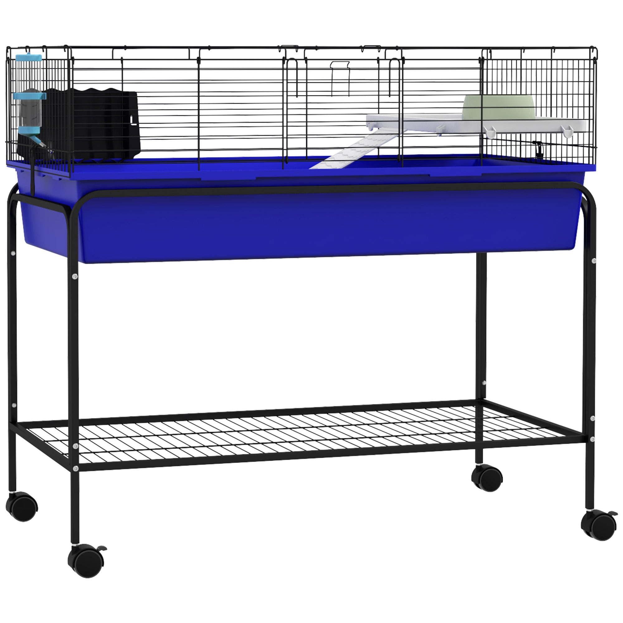 Pawhut Two-Story Pet Cage with Removable Stand, Shelf & Wheels, 39"x20 ...
