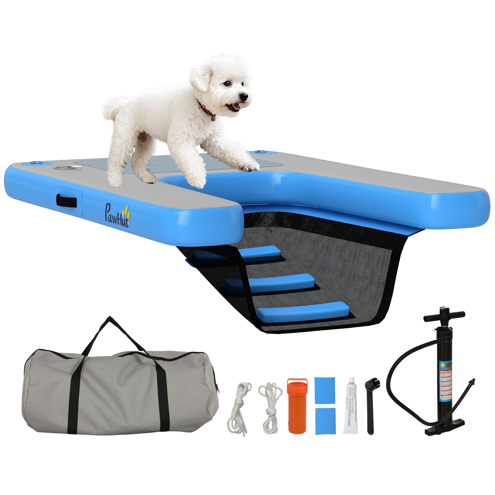PawHut Dog Water Ramp Floating Ladder for Swimming Pets Up to 198 lbs ...