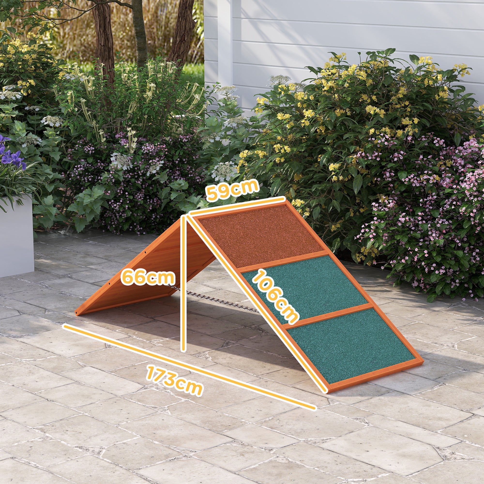 PawHut Pupstacle A-Frame Dog Agility Ramp with Non-Slip Surface Orange