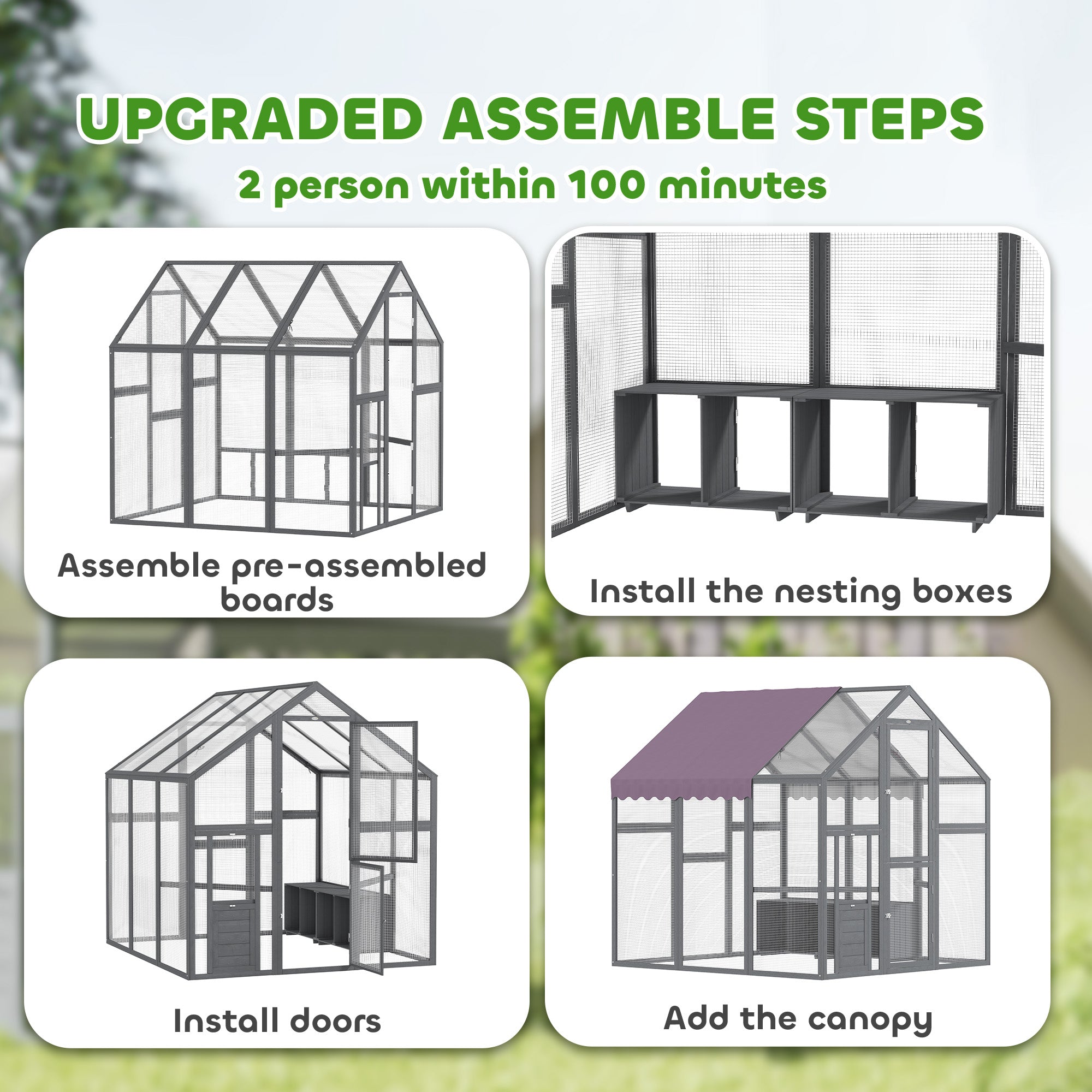 PawHut Large Walk-In Chicken Coop with Waterproof Cover, Split Door, 2 ...